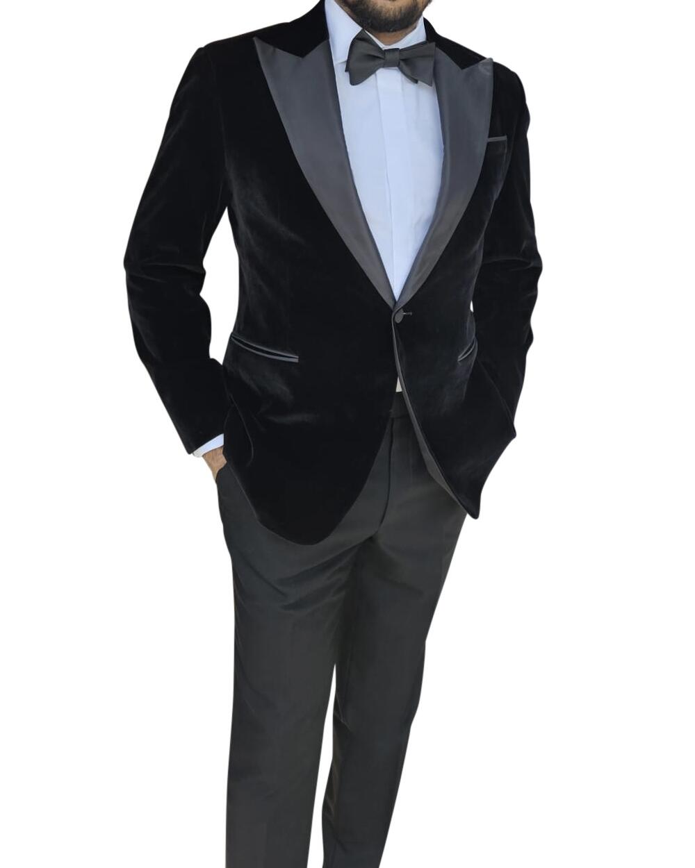 Black Velvet Peak Tuxedo - Empire Customs